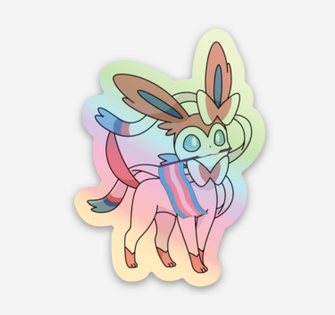 Sylveon Pokemon Transgender Pride Holographic Sticker | Own Your Pride
